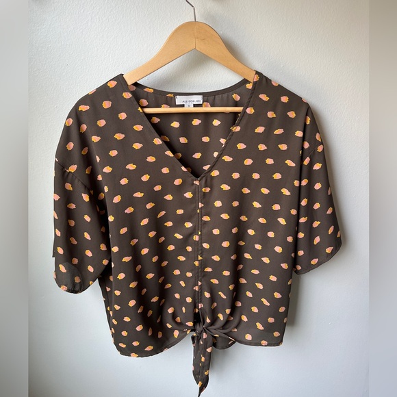 Allison Joy | Tops | Allison Joy Tie Front Top Blouse Shirt | Poshmark